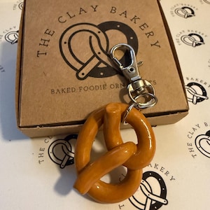 Mini Pretzel Bag Charm - Handmade Clay Pretzel Keychain With Glossy ...