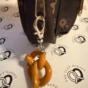 Mini Pretzel Bag Charm - Handmade Clay Pretzel Keychain With Glossy ...