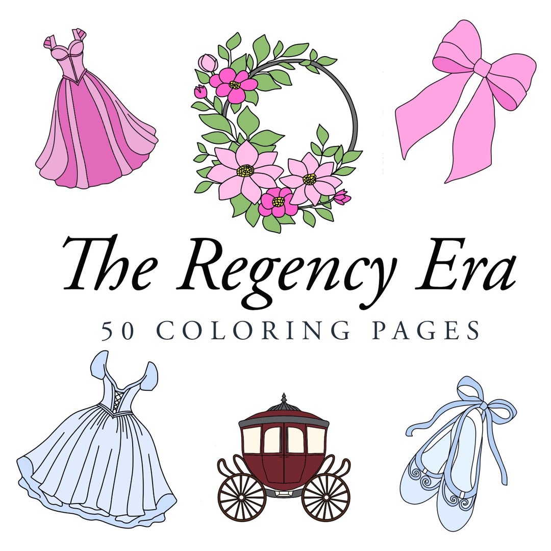 Regency Era 50 Coloring Pages, Hand-drawn Illustrations for Adults and ...