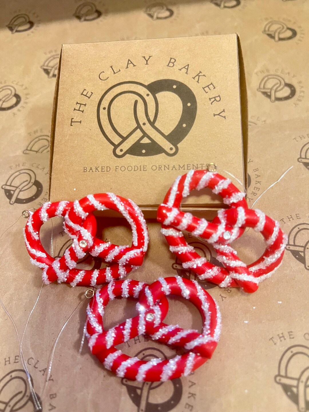 Royal Glitter Pretzel Ornament Red Velvet Pretzel Ornament Handcrafted ...