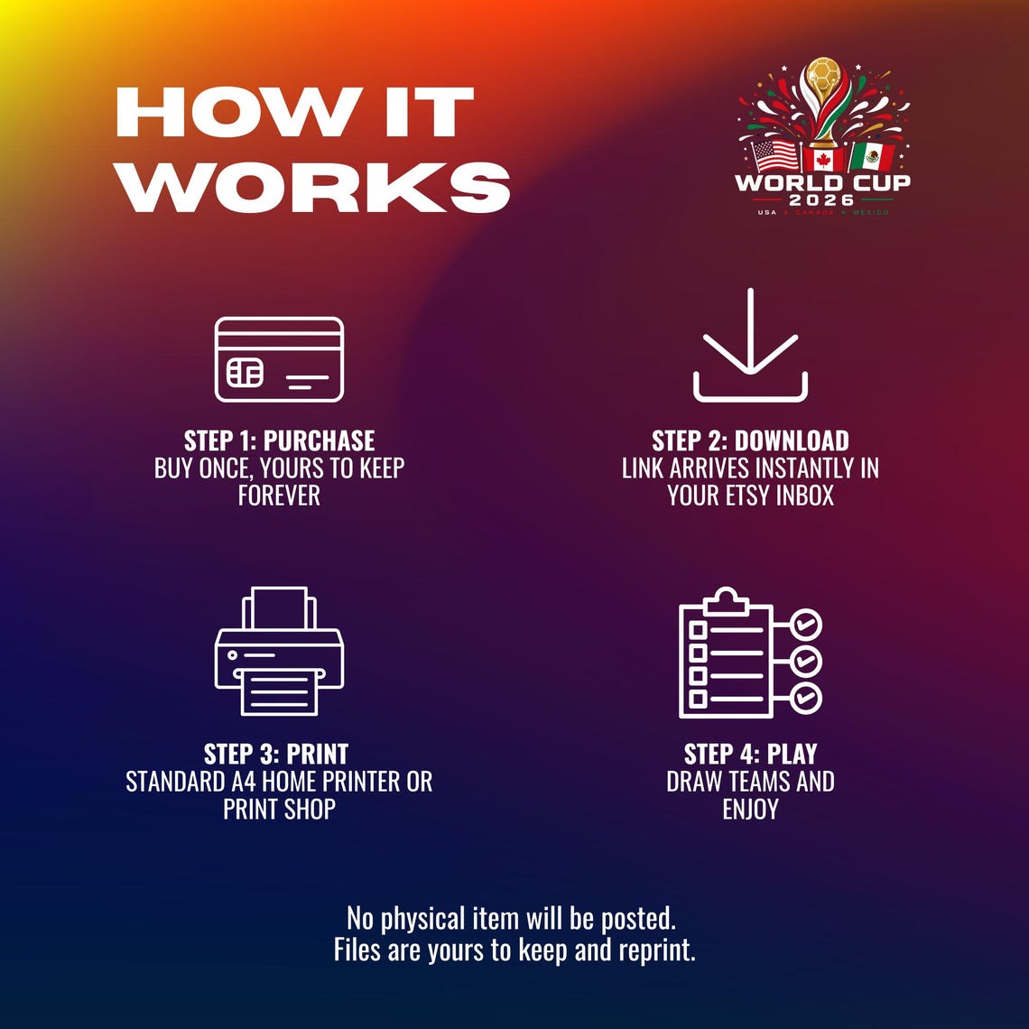 World Cup 2026 Sweepstake Kit Printable | All 48 Teams | Draw Slips ...