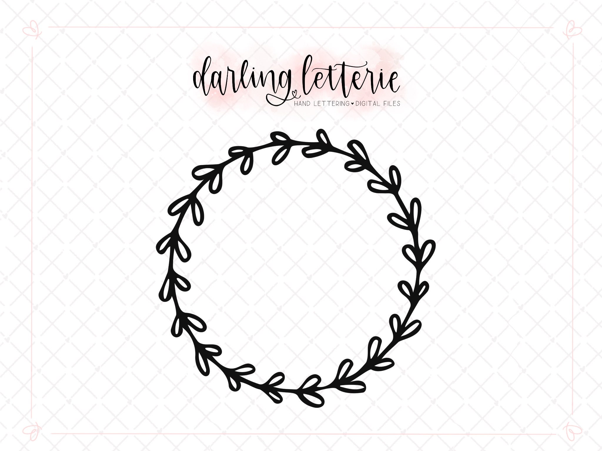 Hand Drawn Wreath Clip Art Cut File for Cricut, Silhouette , Laser SVG ...