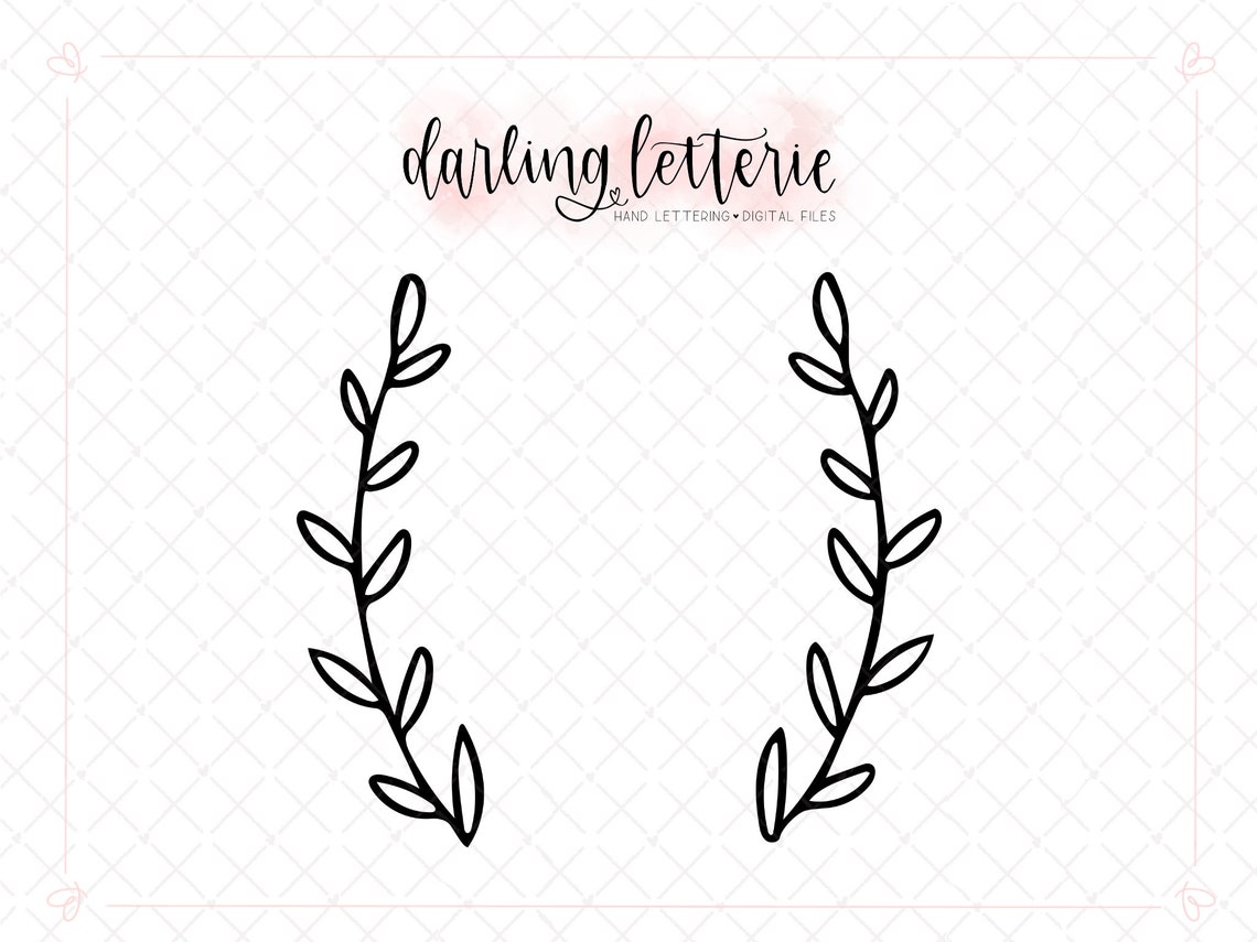 Hand Drawn Laurel Clip Art - Cut File for Cricut, Silhouette , Laser ...