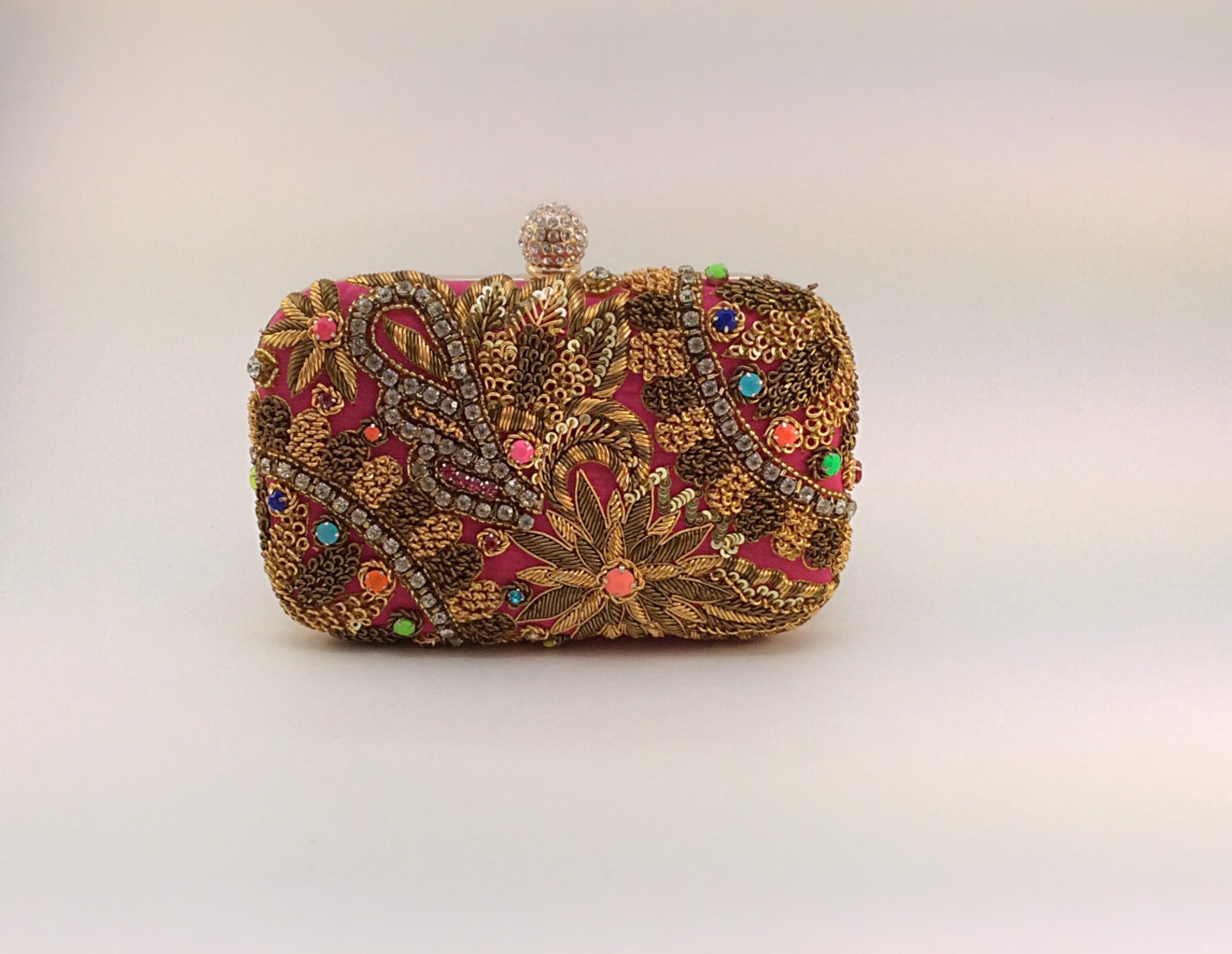 Pink Gold Box Clutch, Luxury Clutch, Unique Design,evening Bag ...