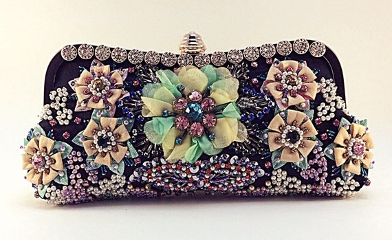 Floral Embroidery Unique Clutchhand Sewn Embroideryevening | Etsy