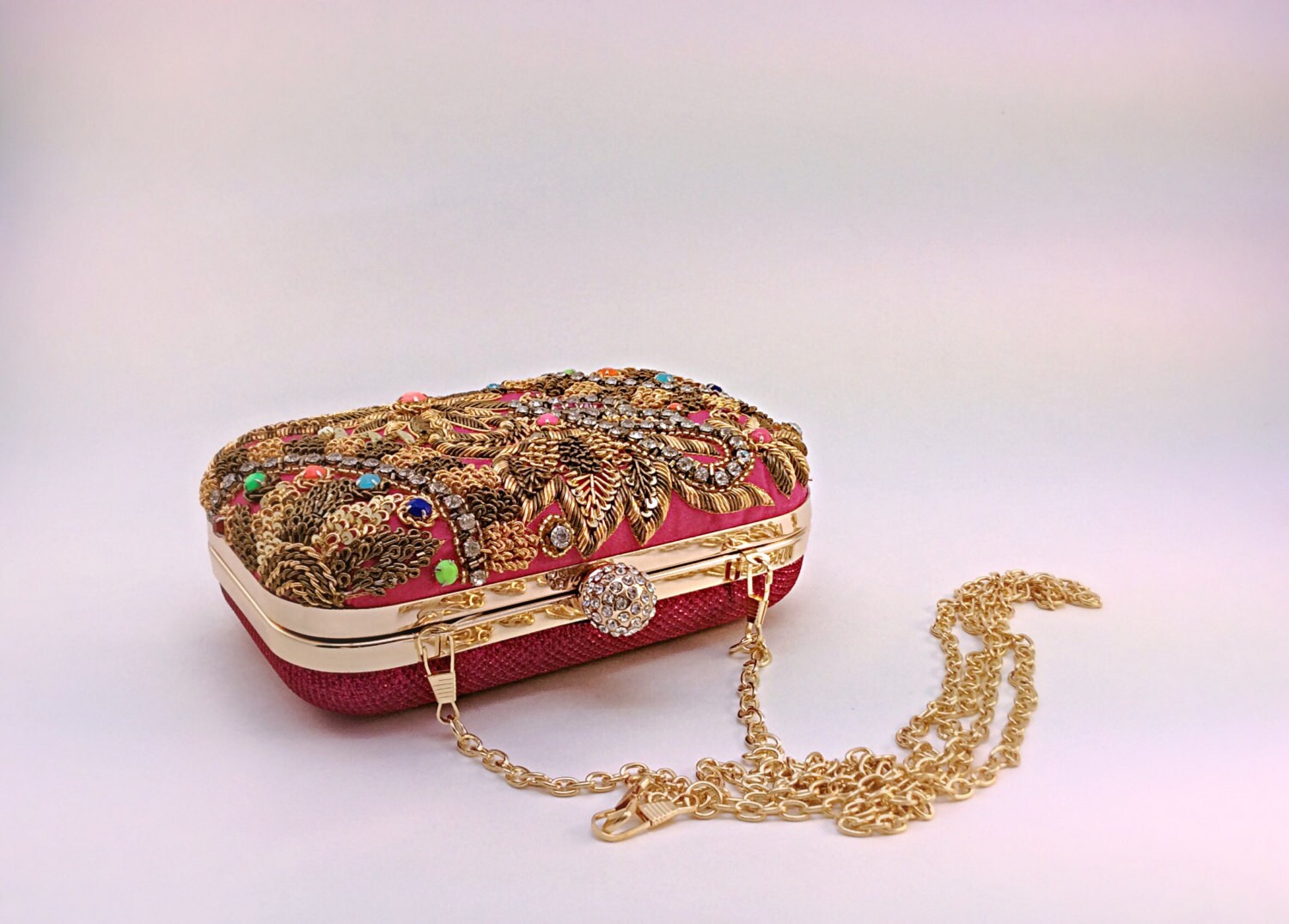 Pink Gold Box Clutch, Luxury Clutch, Unique Design,evening Bag ...