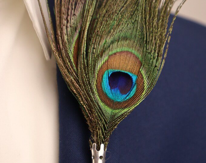 Pintail Duck Boutonniere | Rustic Bronze Feather Lapel Pin | Grooms ...