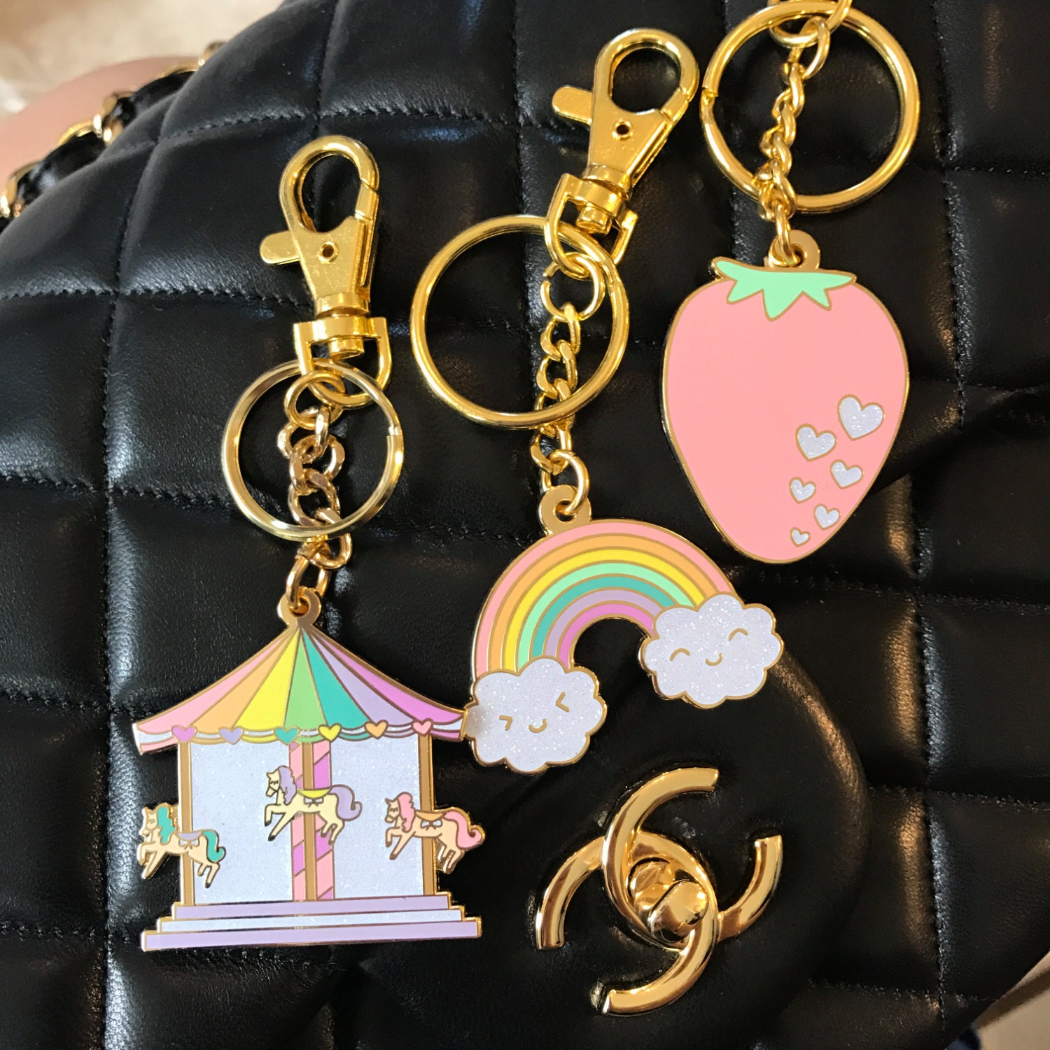 Jumbo Happy Rainbow Bag Charm Keychain - Etsy