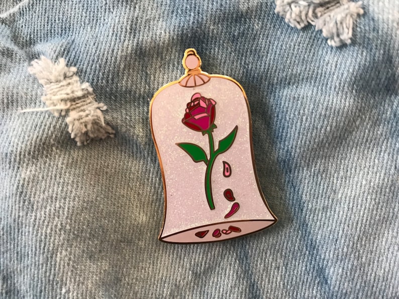 Beauty & the Beast Enchanted Rose Enamel Pin - Etsy