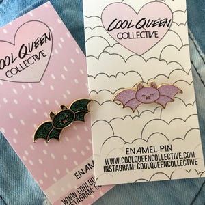 Bat Glitter Halloween Enamel Pin - Etsy