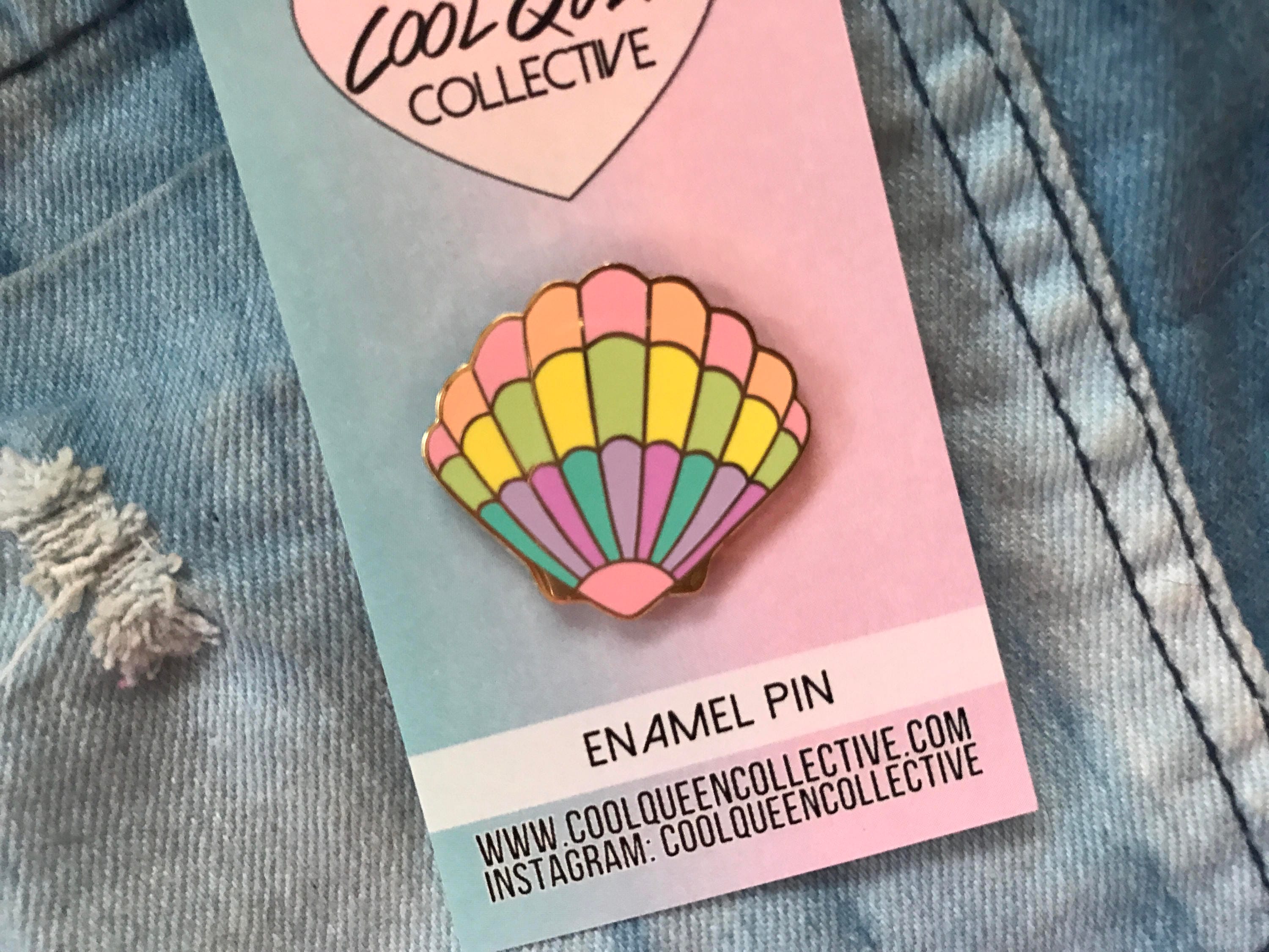 Pastel Rainbow Shell Enamel Pin - Etsy