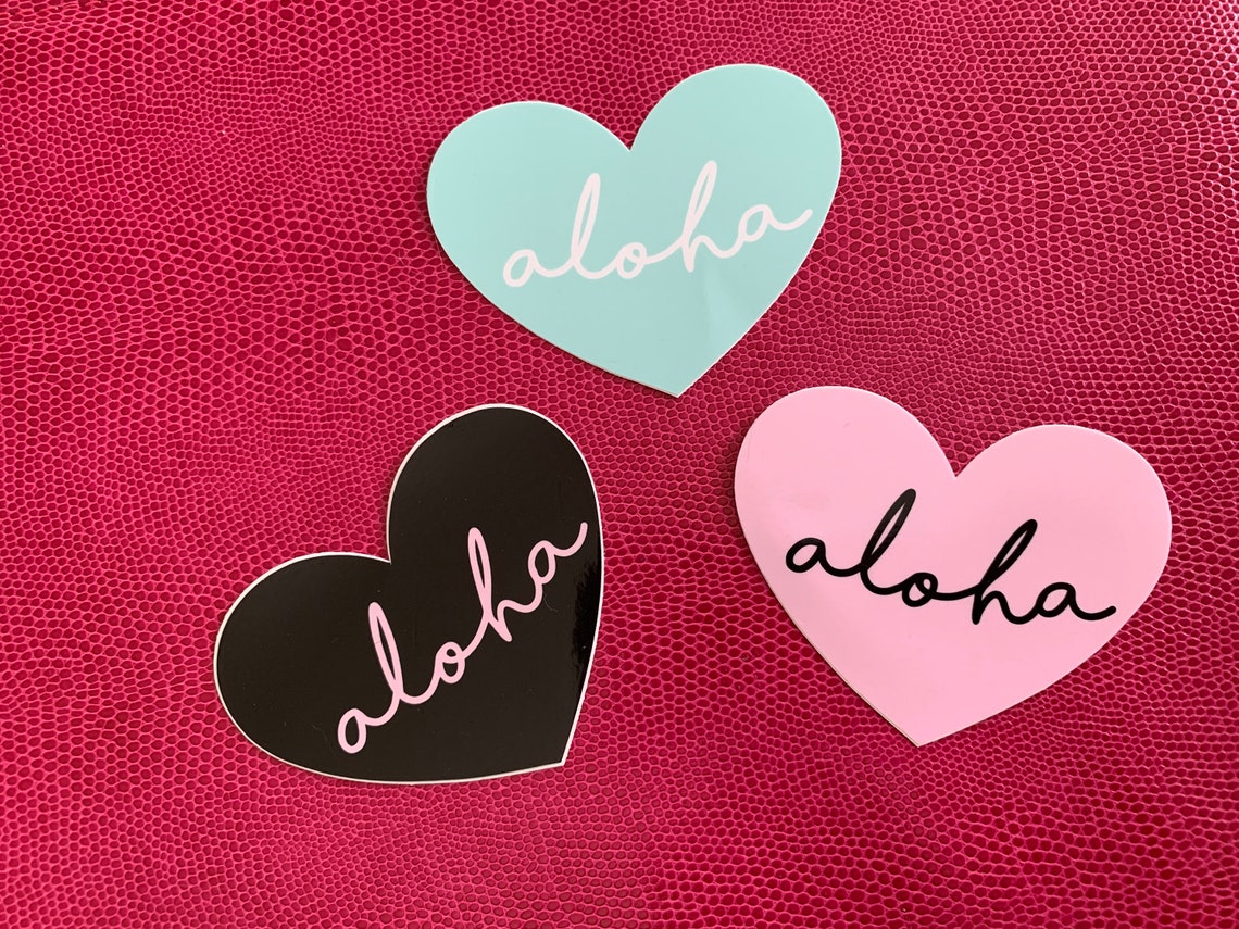 Aloha Heart Vinyl Sticker | Etsy