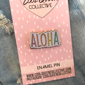 Aloha Rainbow Glitter Enamel Pin - Etsy