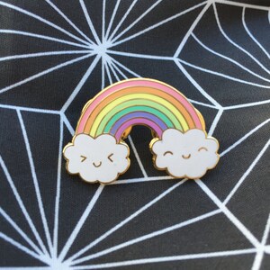 Happy Rainbow Kawaii Enamel Pin - Etsy