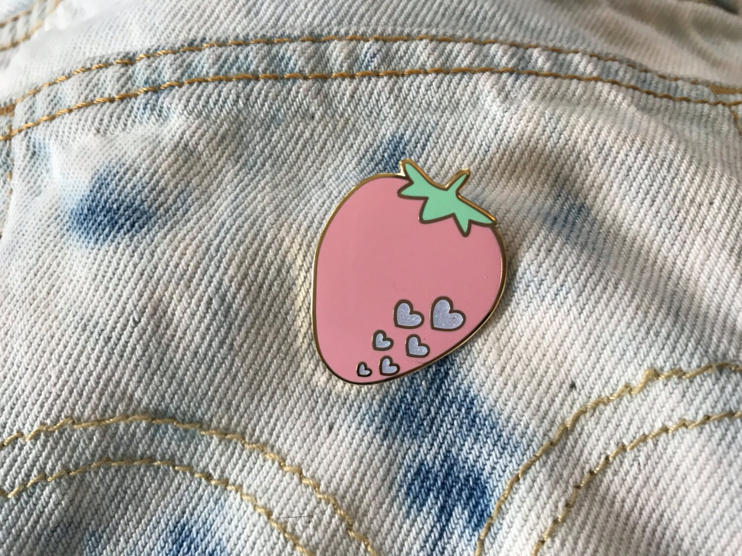 Strawberry Heart Enamel Pin - Etsy