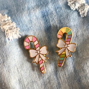Candy Cane Enamel Pin (rainbow or Pink / White) - Etsy