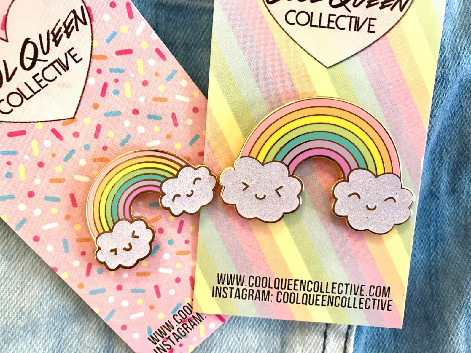 Jumbo Happy Rainbow GLITTER Enamel Pin | Etsy