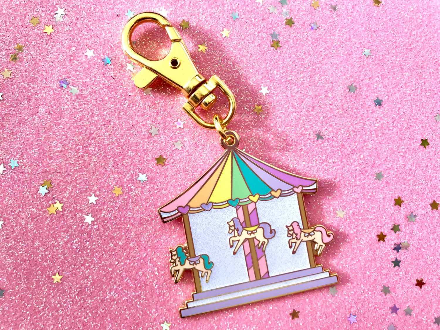 Carousel Enamel Bag Charm Keychain | Etsy