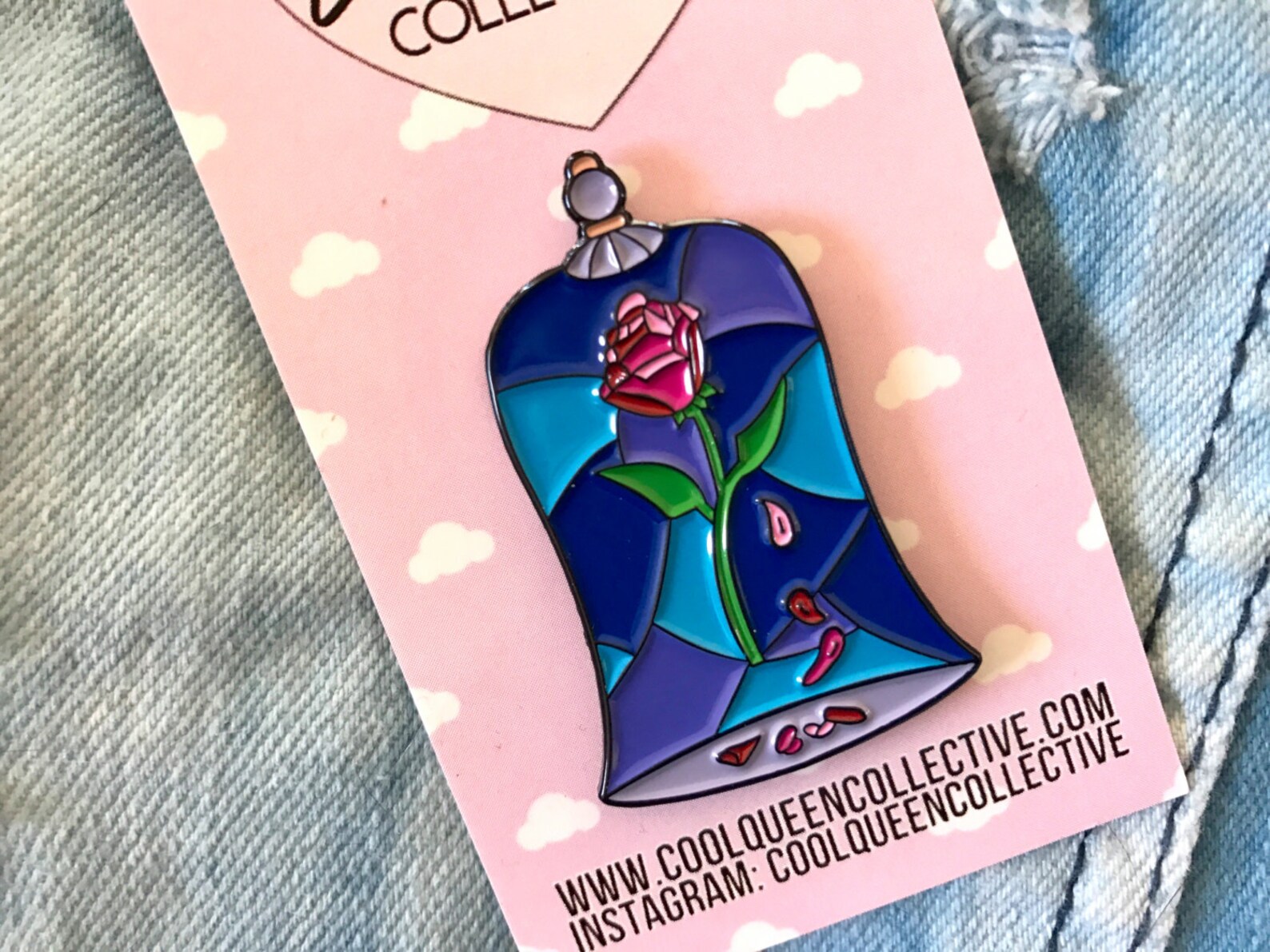 Beauty & the Beast Stained Glass Rose Pin - Etsy