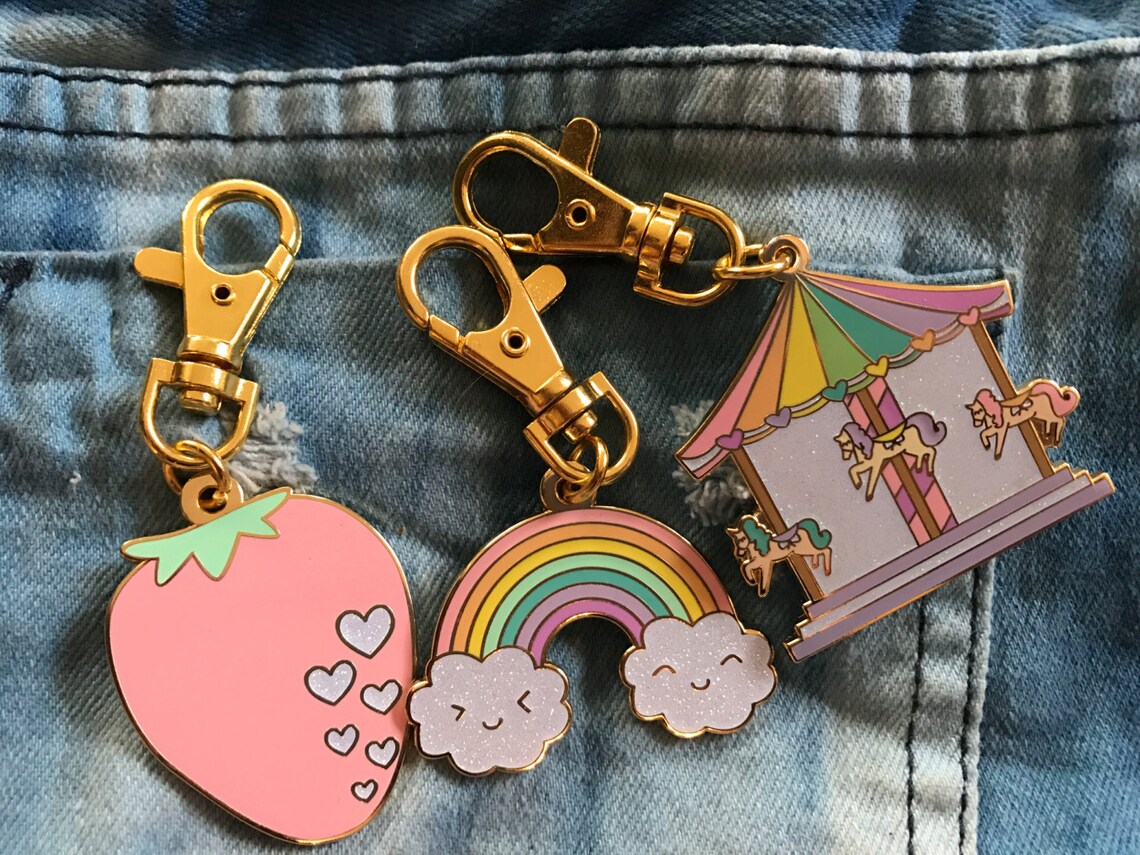 Jumbo Happy Rainbow Bag Charm Keychain - Etsy