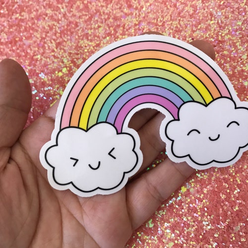 Happy Rainbow Vinyl Sticker - Etsy