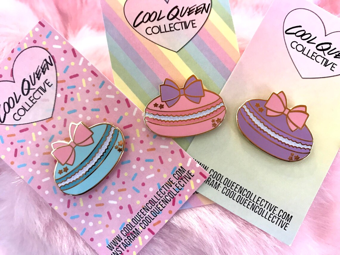 Macaron Bow Glitter Hard Enamel Pin - Etsy