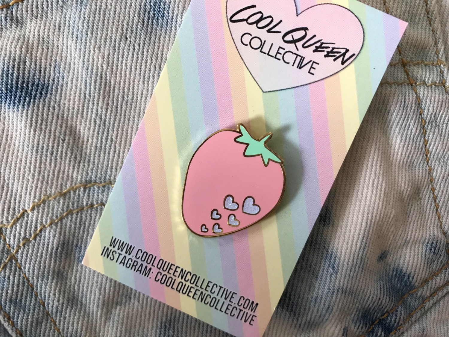 Strawberry Heart Enamel Pin - Etsy