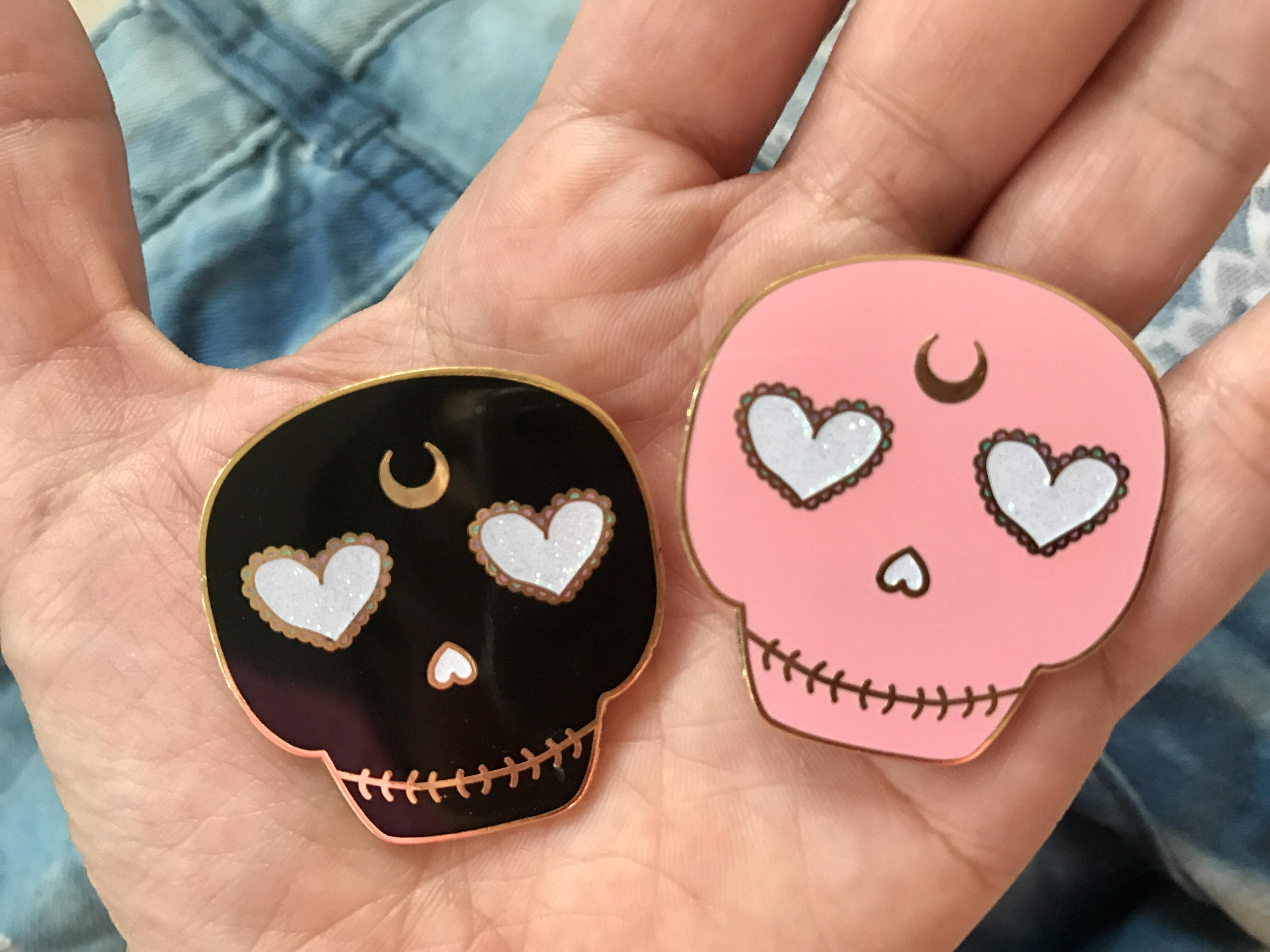Cute Glitter Skull Enamel Pin - Etsy
