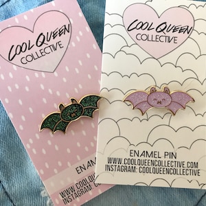 Bat Glitter Halloween Enamel Pin - Etsy
