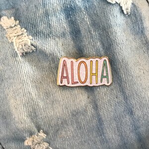 Aloha Rainbow Glitter Enamel Pin - Etsy