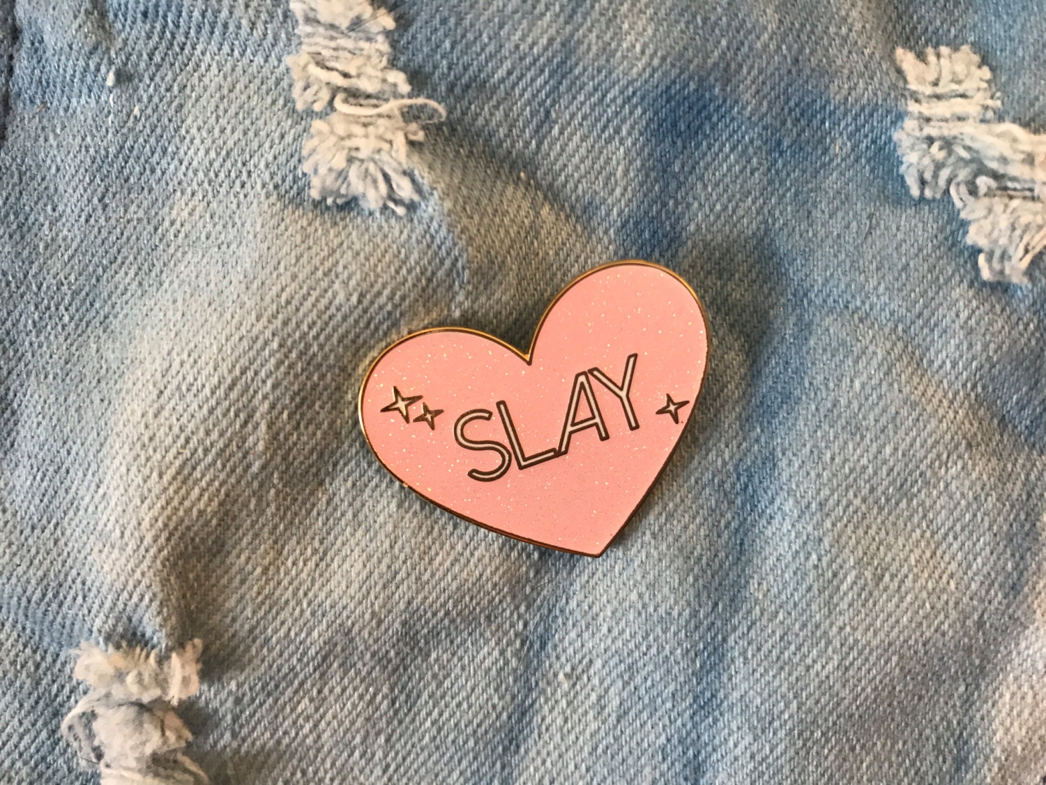 Slay Pink Glitter Enamel Pin | Etsy