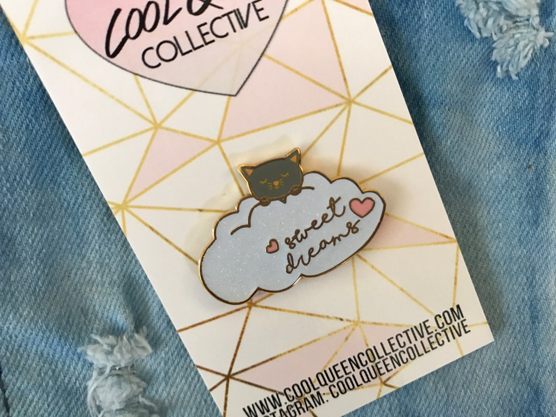 Sweet Dreams Cat Kitty Enamel Pin - Etsy
