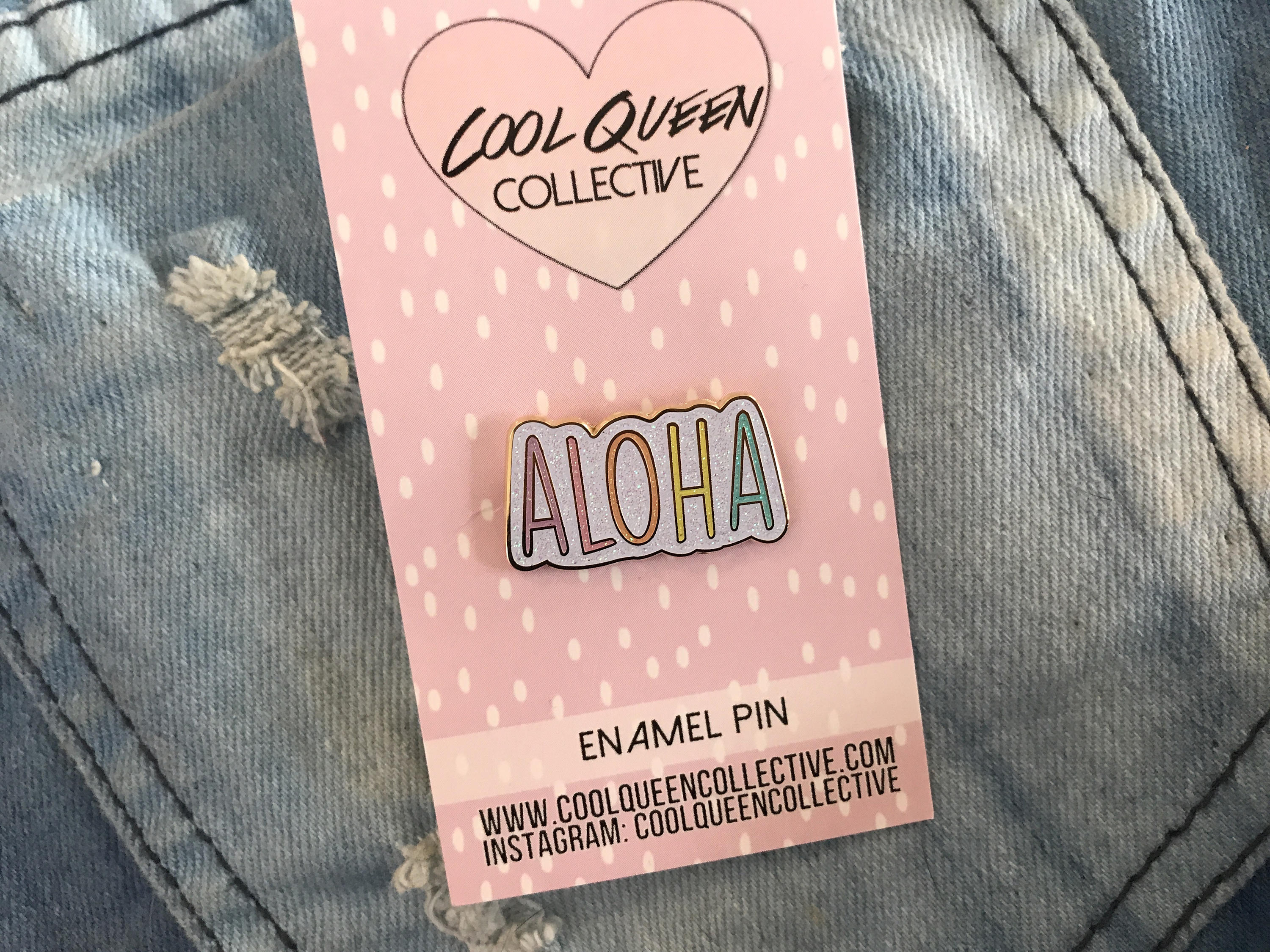 Aloha Rainbow Glitter Enamel Pin - Etsy