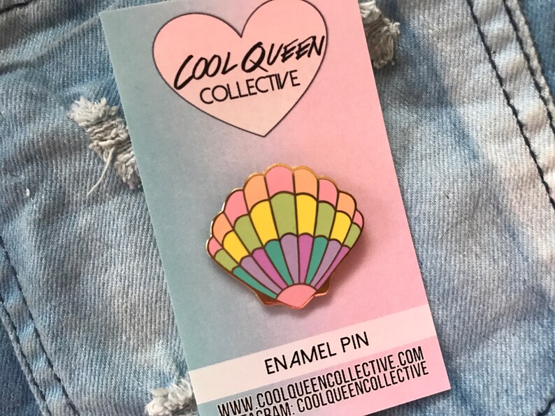 Pastel Rainbow Shell Enamel Pin - Etsy