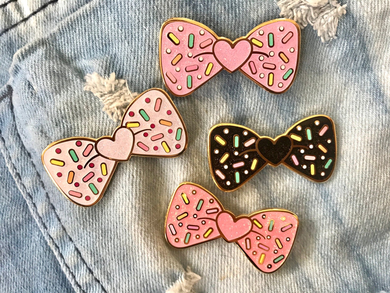 Bow Sprinkles Kawaii Glitter Enamel Pin - Etsy