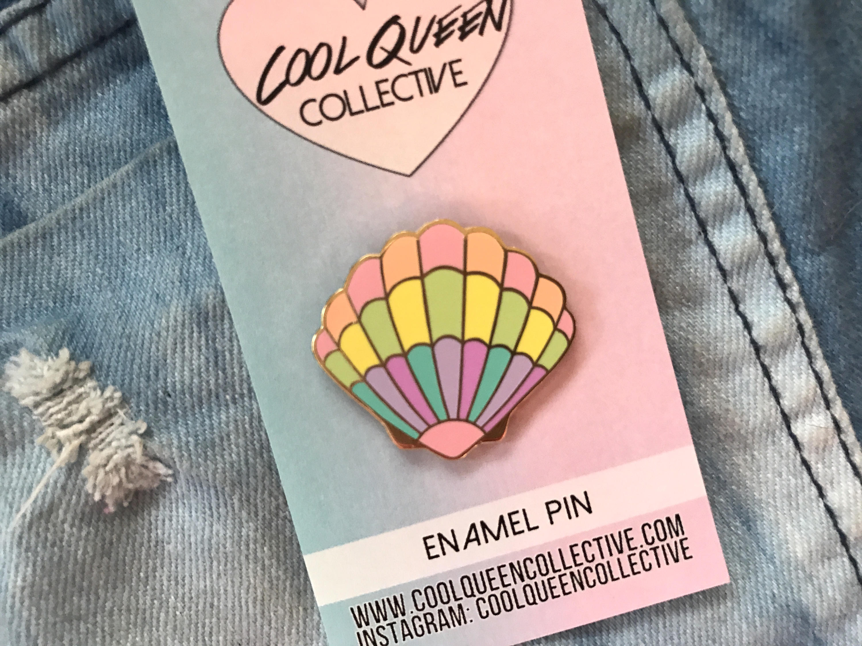 Pastel Rainbow Shell Enamel Pin - Etsy