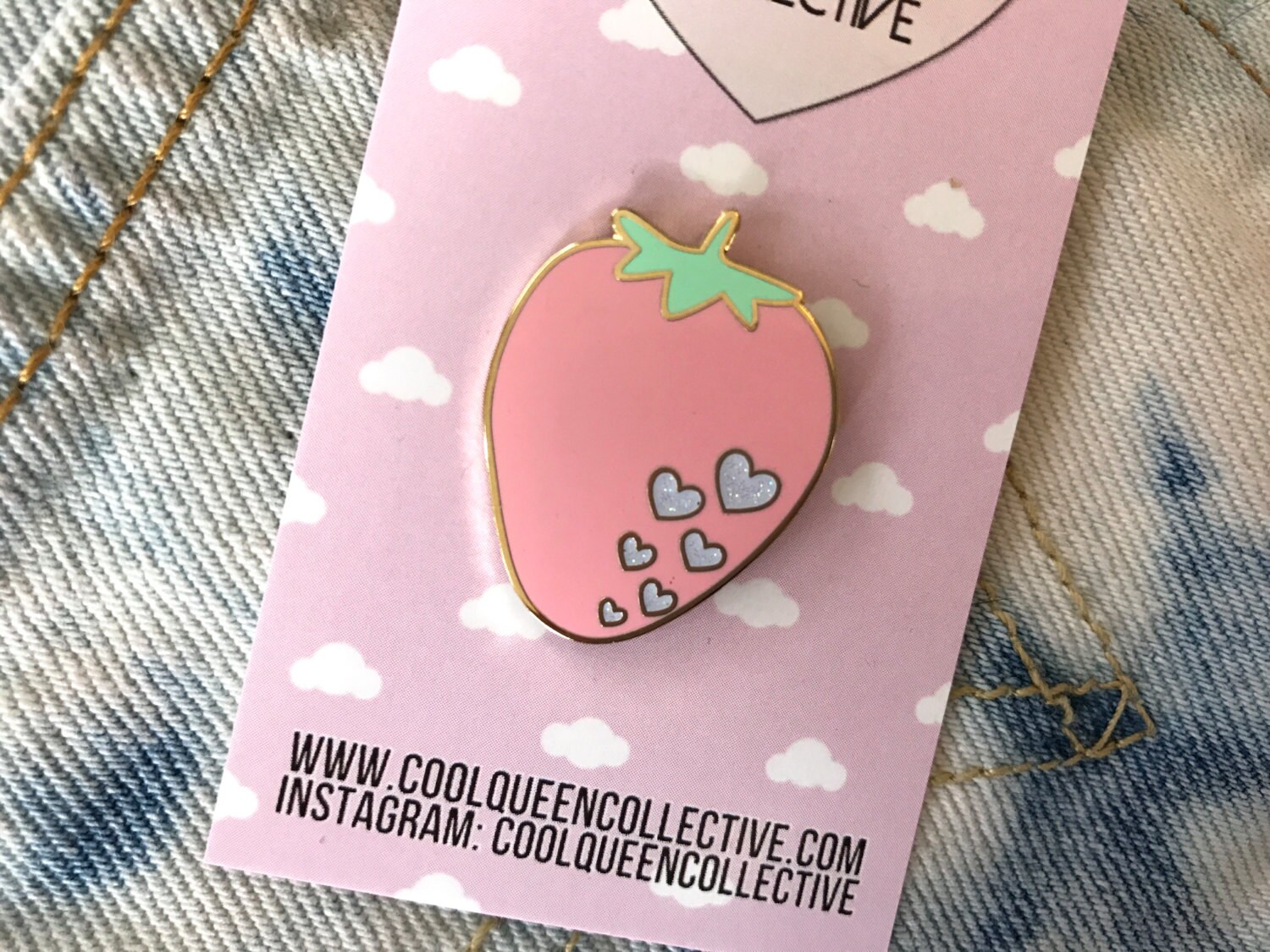 Strawberry Heart Enamel Pin - Etsy