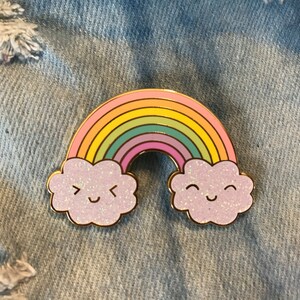 Jumbo Happy Rainbow GLITTER Enamel Pin - Etsy