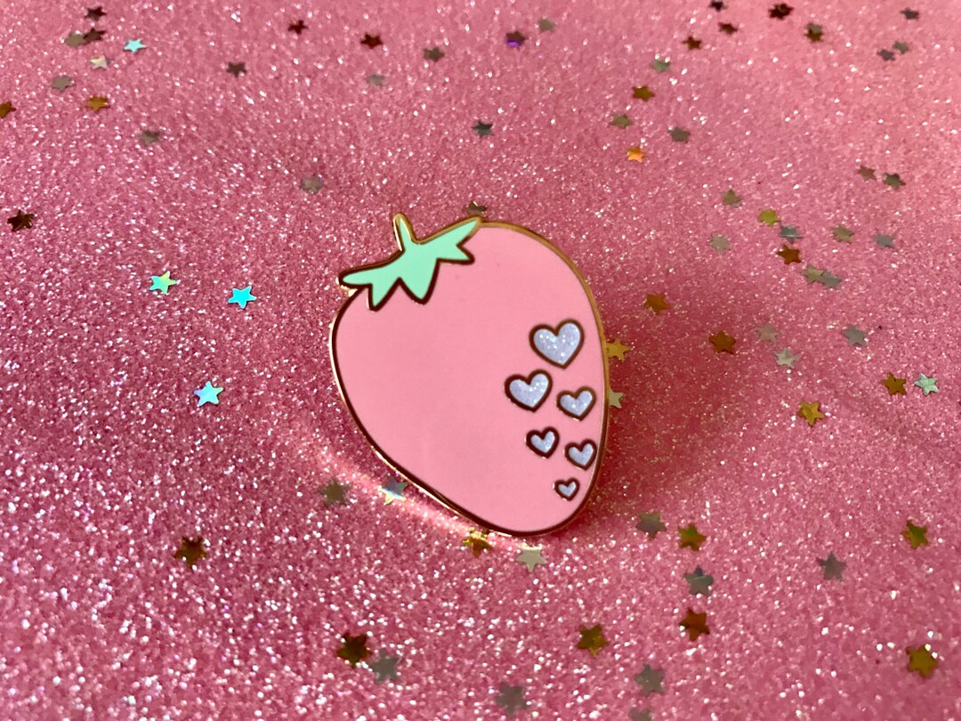 Strawberry Heart Enamel Pin - Etsy