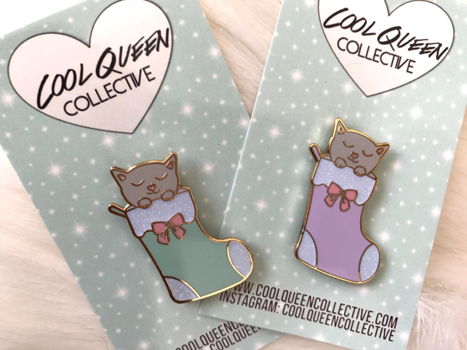 Cat Kitty Stocking Enamel Pin - Etsy