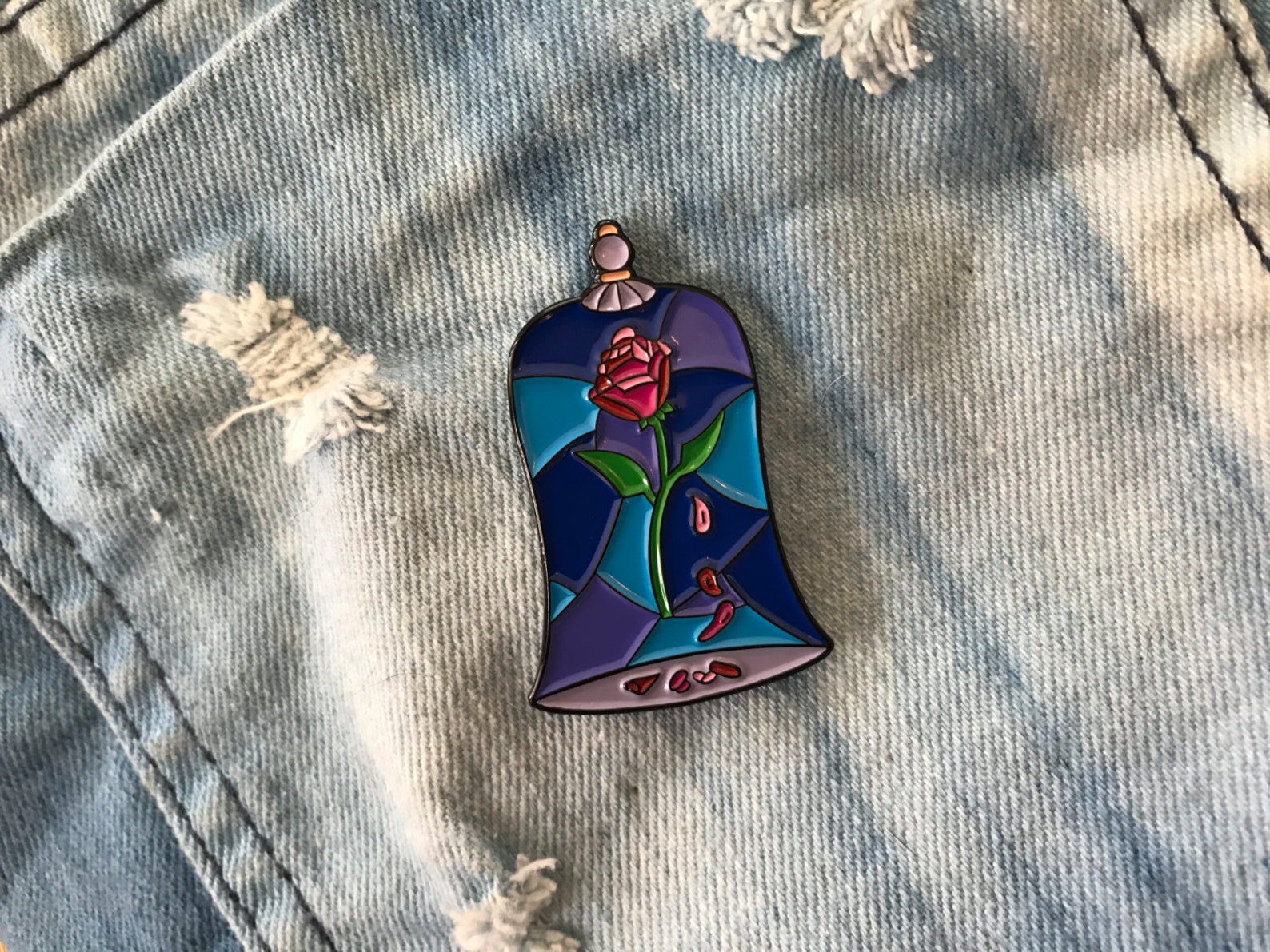 Beauty & the Beast Stained Glass Rose Pin - Etsy