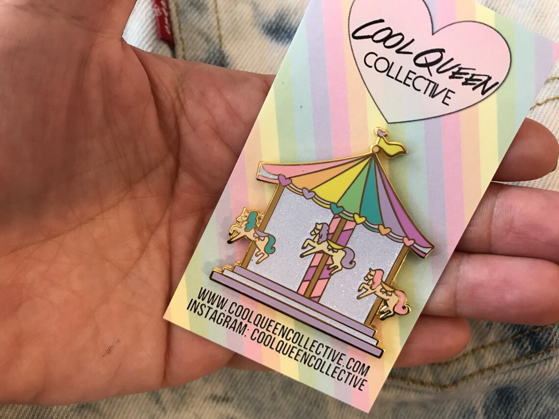 Carousel Glitter Enamel Pin - Etsy
