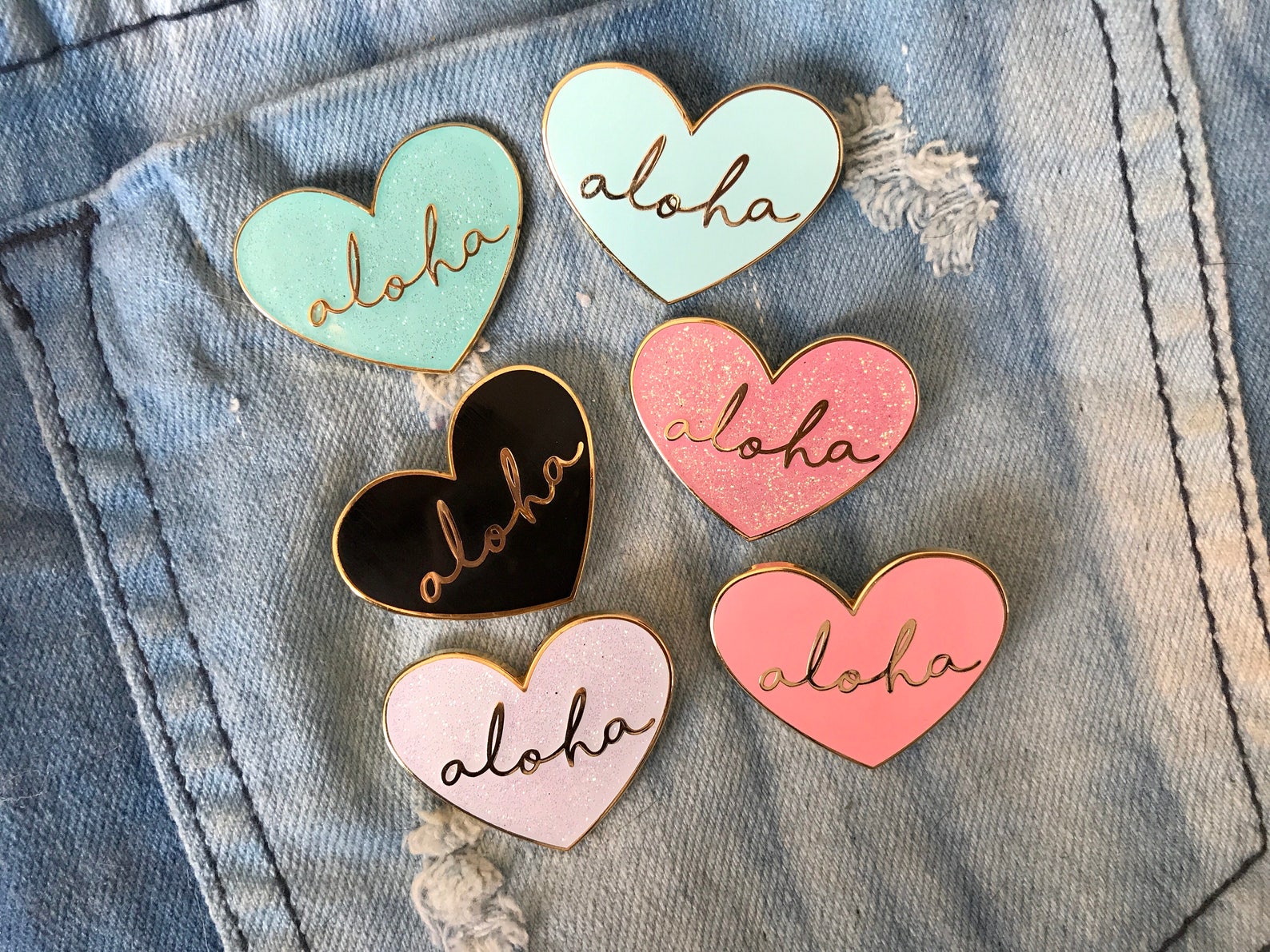 Aloha Heart Enamel Pin | Etsy