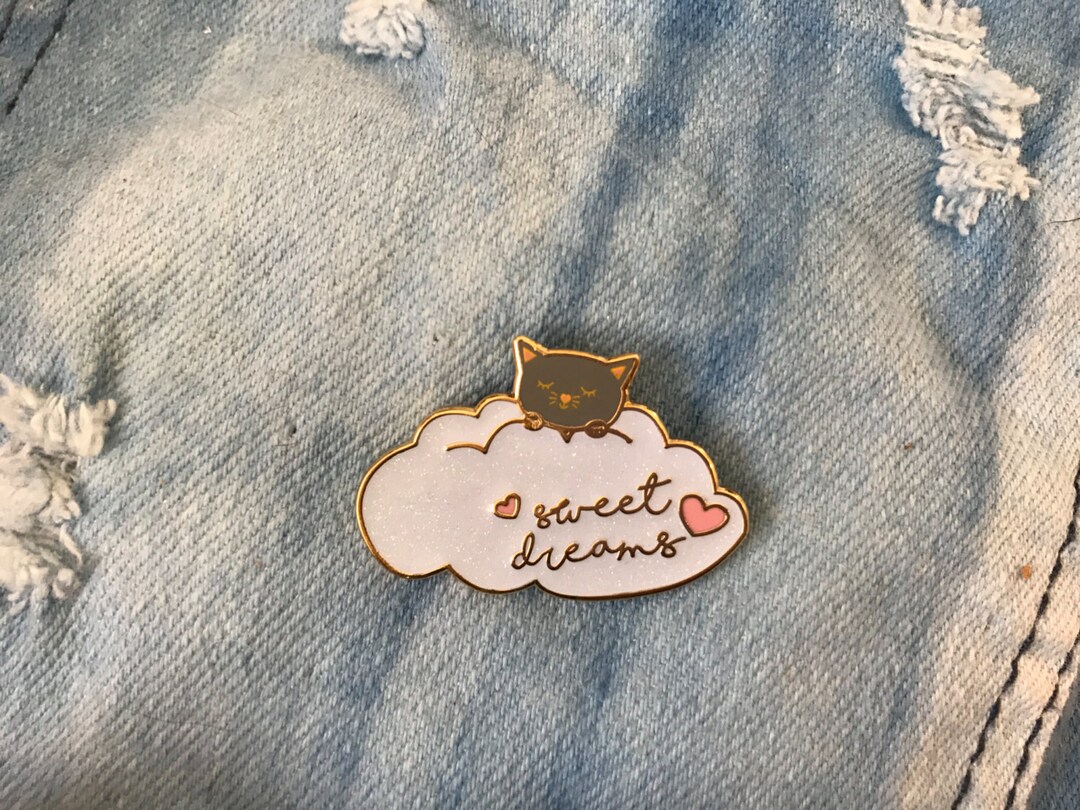 Sweet Dreams Cat Kitty Enamel Pin - Etsy