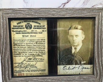 Eliot Ness Prohibition Era Govt Credentials ID Photo Agent Al Capone ...