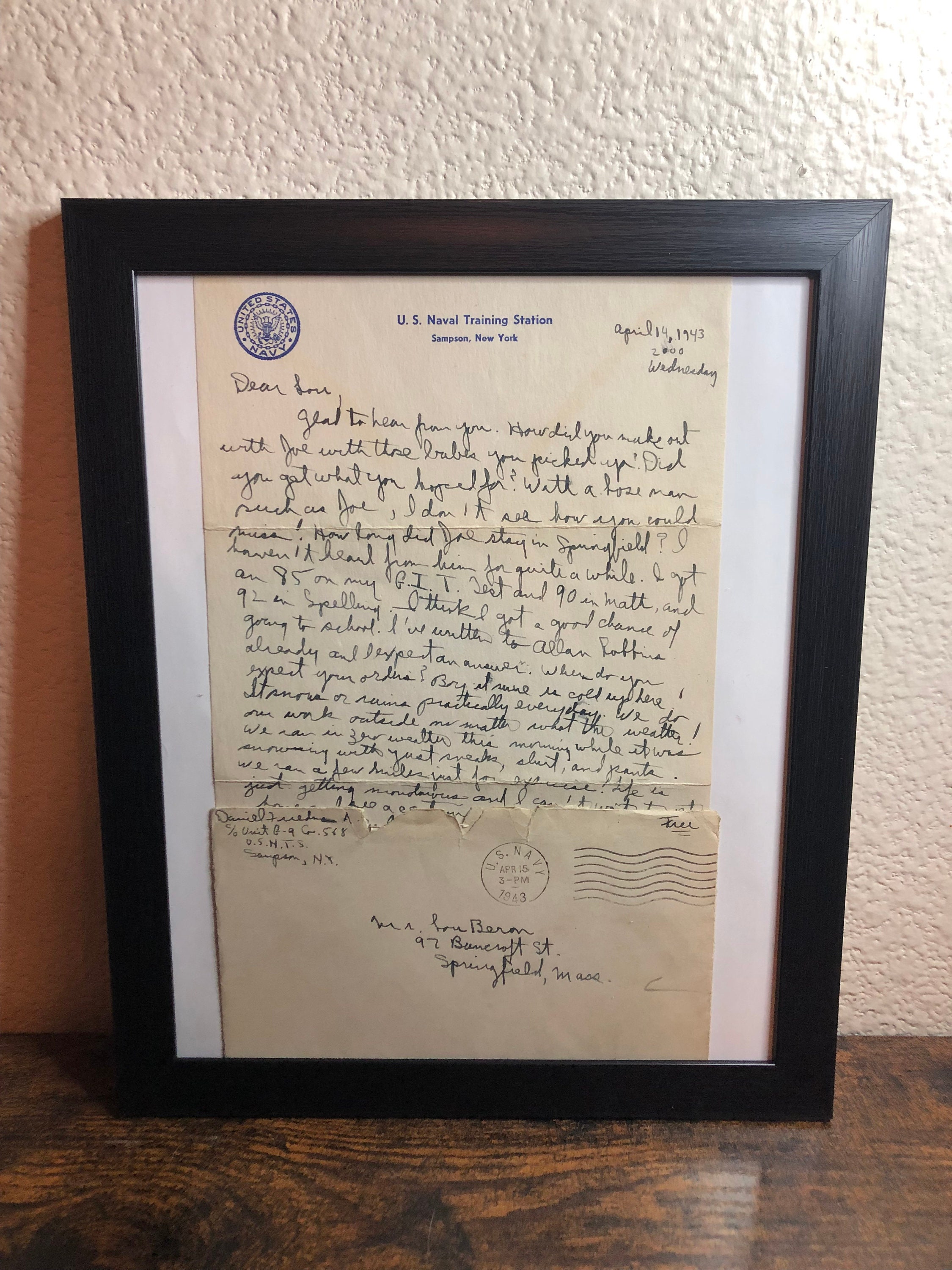 US Navy Training Station Personal Letter With Frame - Etsy
