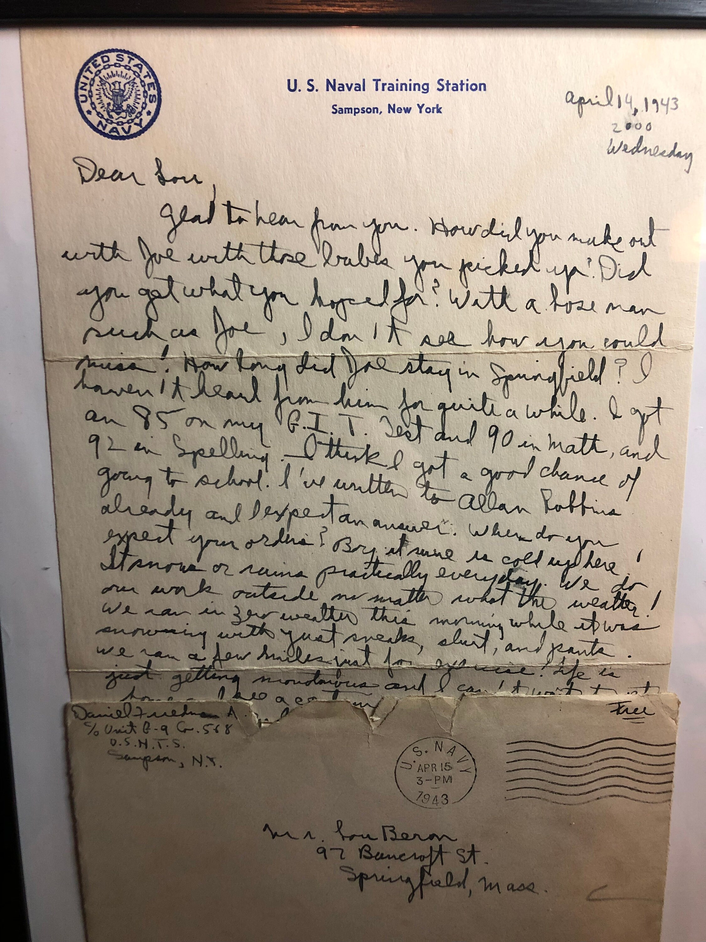 US Navy Training Station Personal Letter With Frame - Etsy