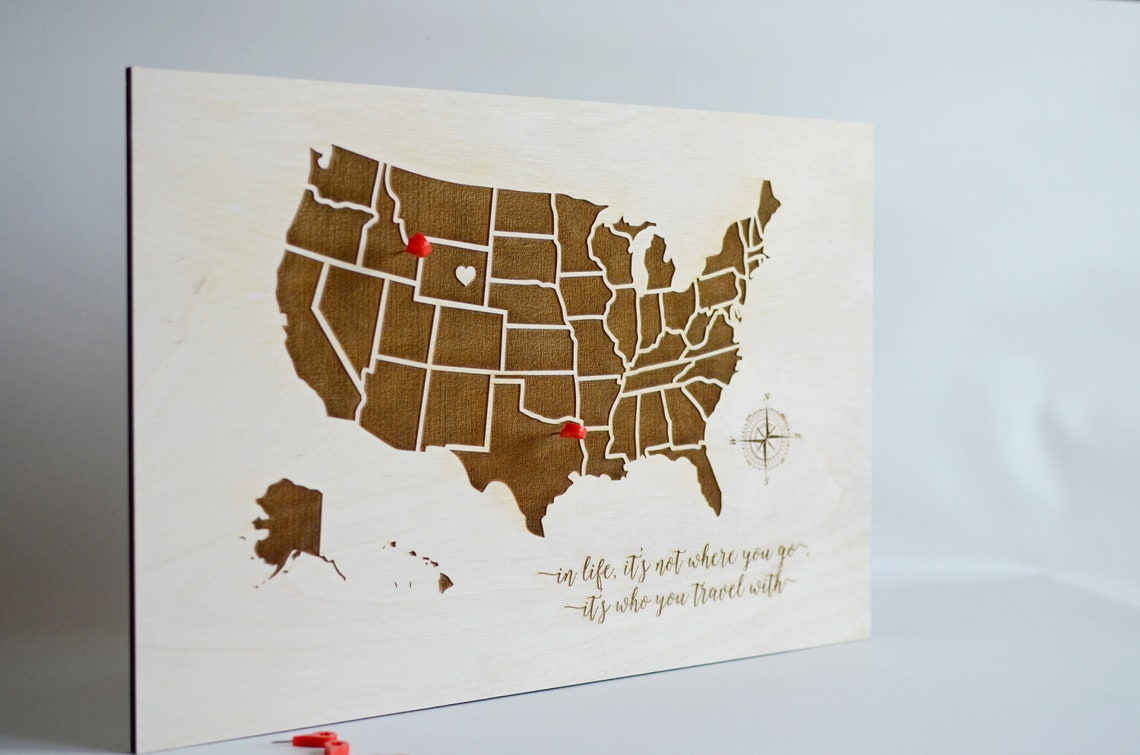 Push Pin Map Custom Tavel Map Push Pin Map Usa US Map Wall Art - Etsy