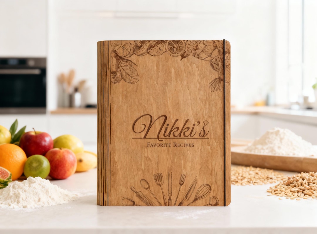 Custom Recipe Book Wooden Cookbook Personalized Recipe Binder Kitchen ...