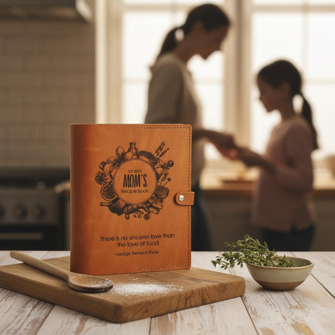 Personalized Leather Recipe Book | Family Cookbook Binder - Etsy